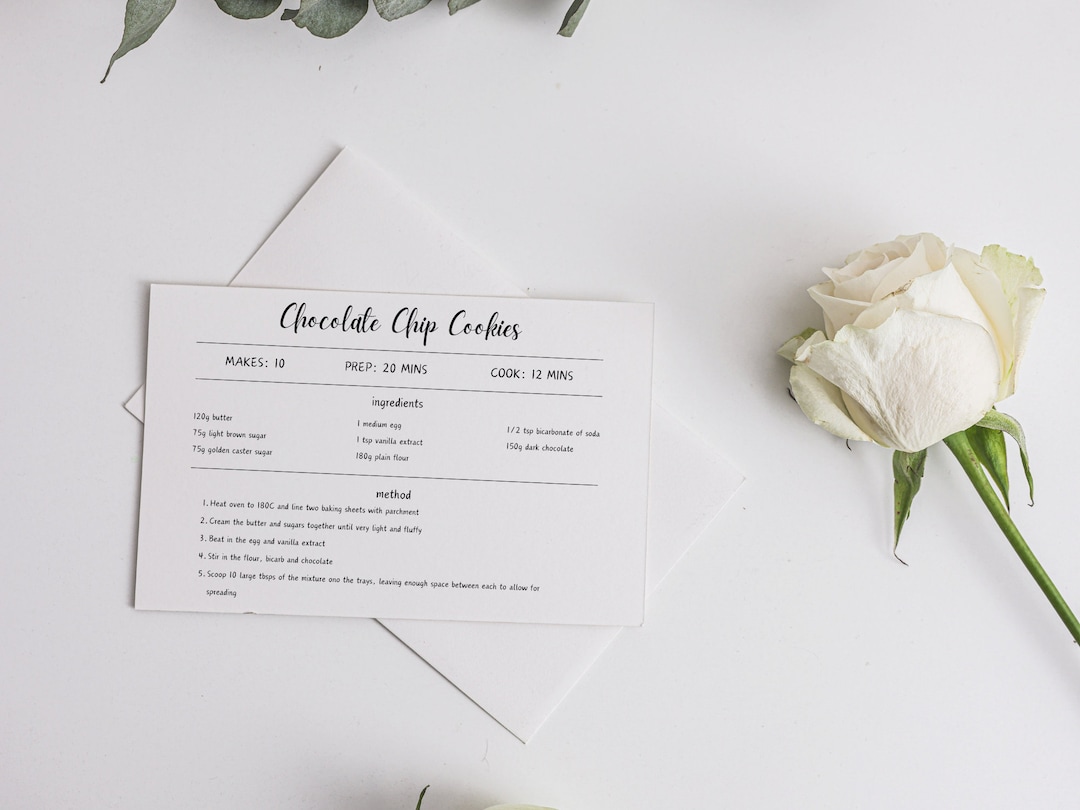 Editable Cute Recipe Card Printable, Recipe Card Template, Personalized ...