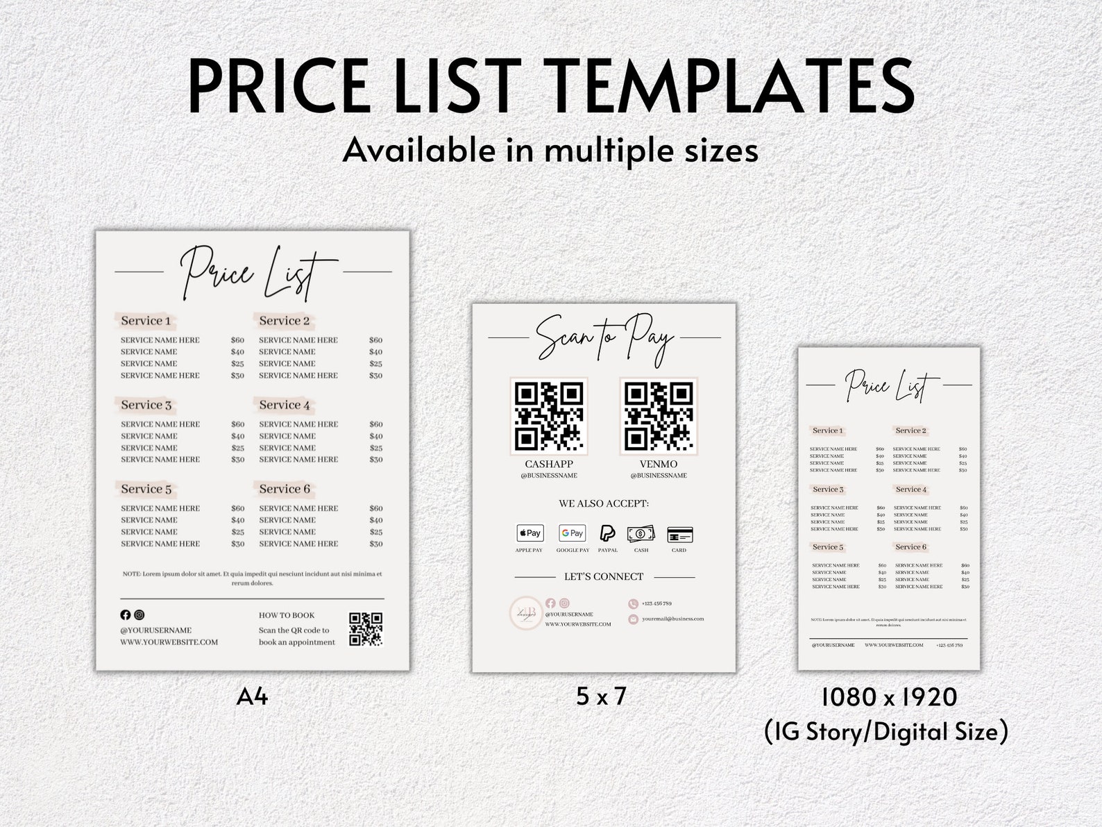Price List Template, Editable Price List, Small Business Printable ...