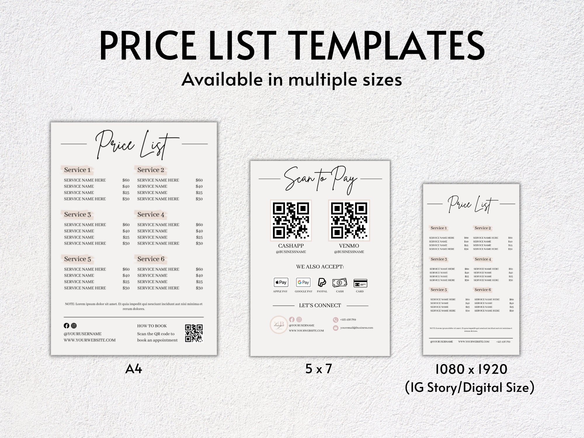 Price List Template, Editable Price List, Small Business Printable ...