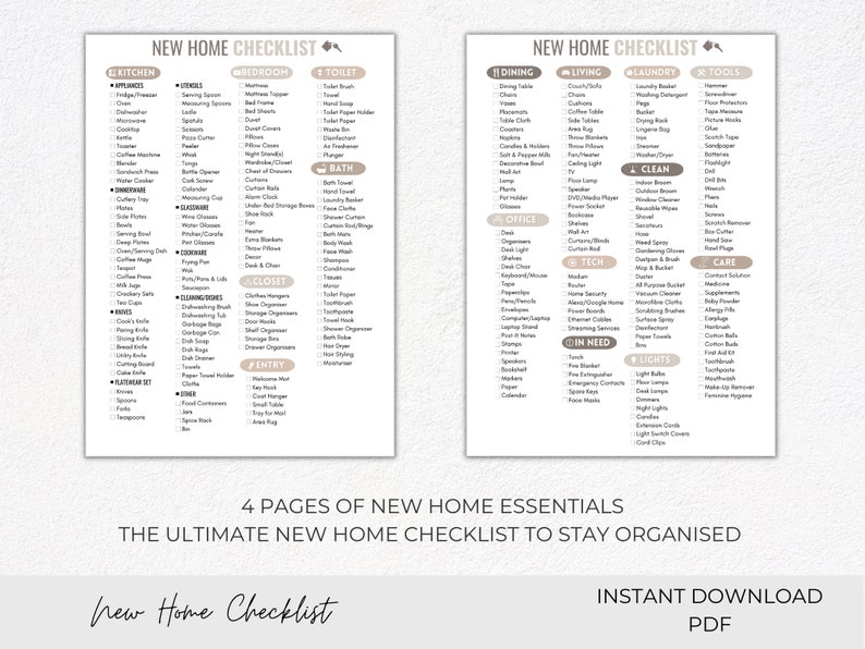 New Home Checklist, New Home Essentials List, First Home Checklist ...
