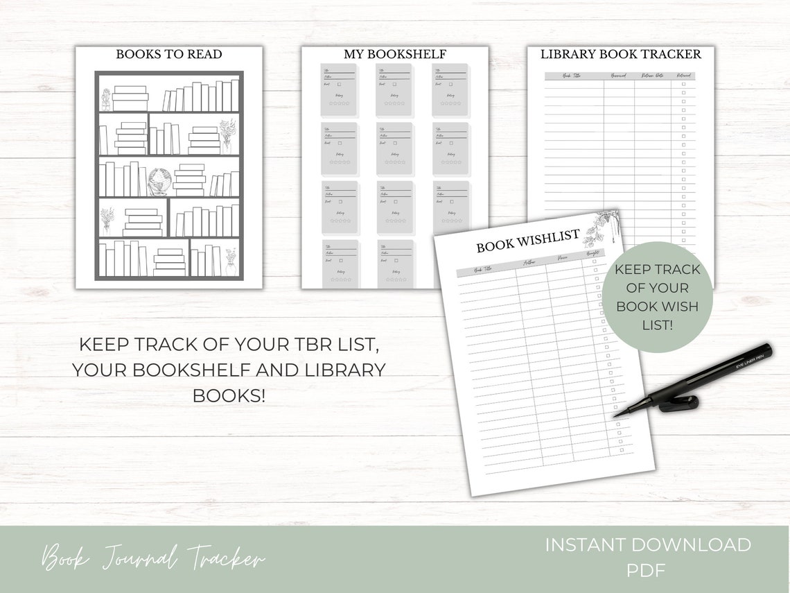 Book Journal Planner, Printable Reading Planner, Reading Tracker ...