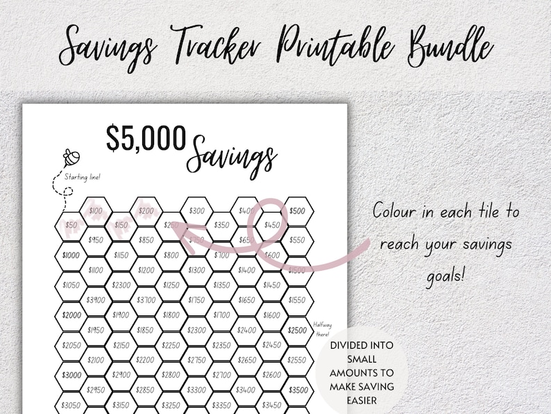 Savings Tracker, Printable Savings Tracker, Honeycomb Savings Goal ...
