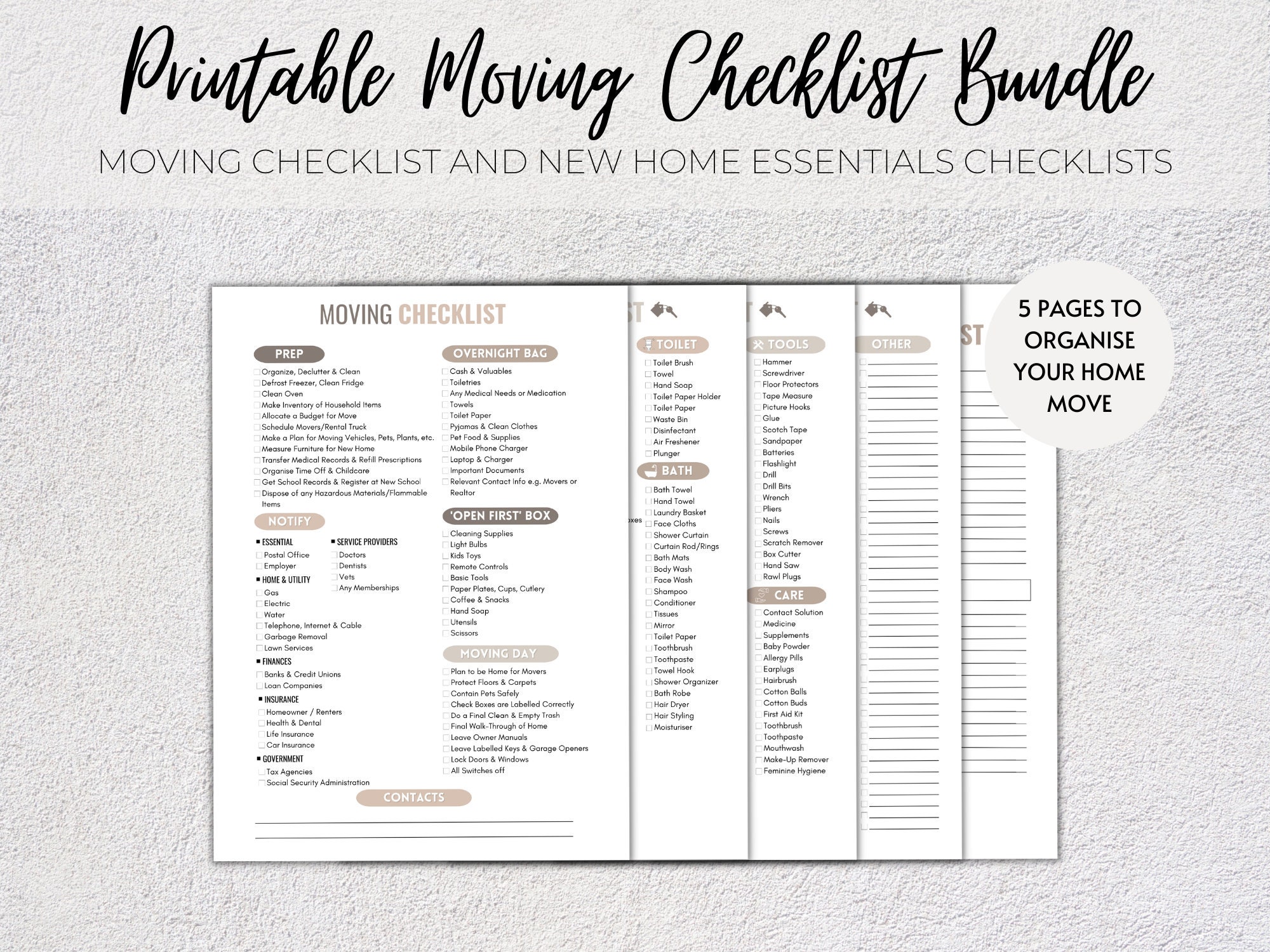 Moving Checklist Bundle, Moving Home, New Home Checklist, First Home ...