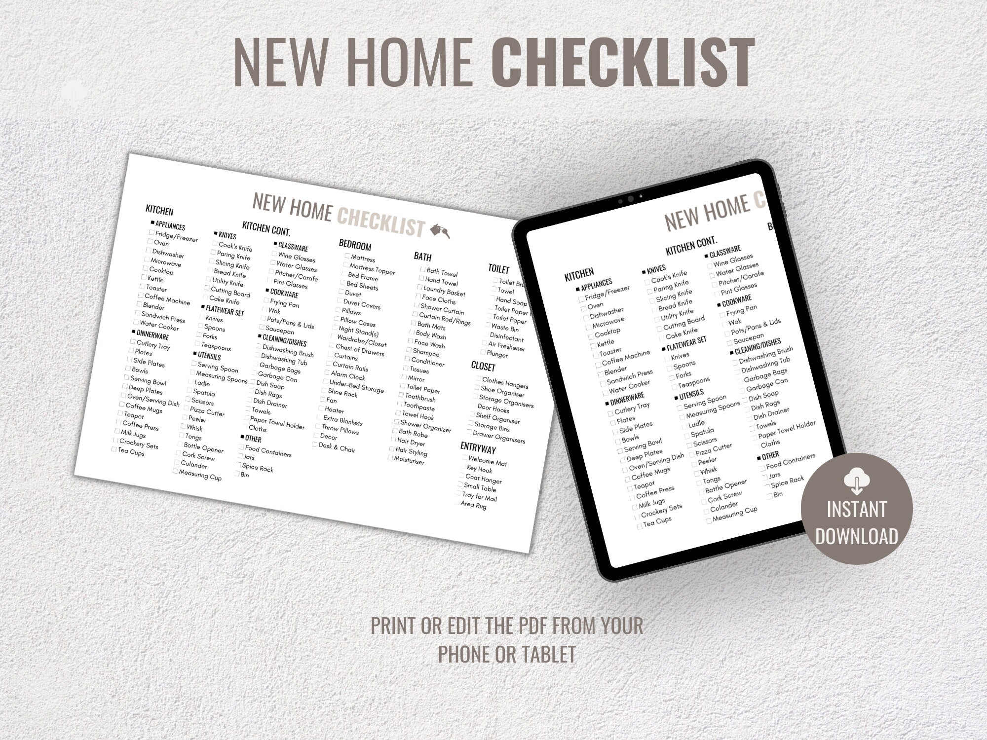 New Home Checklist, New Home Essentials List, First Home Checklist ...