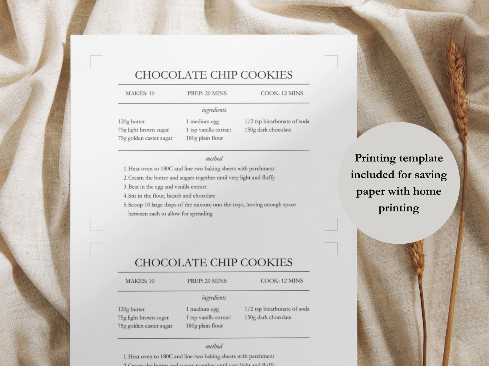 Editable Cute Recipe Card Printable, Recipe Card Template, Personalized ...