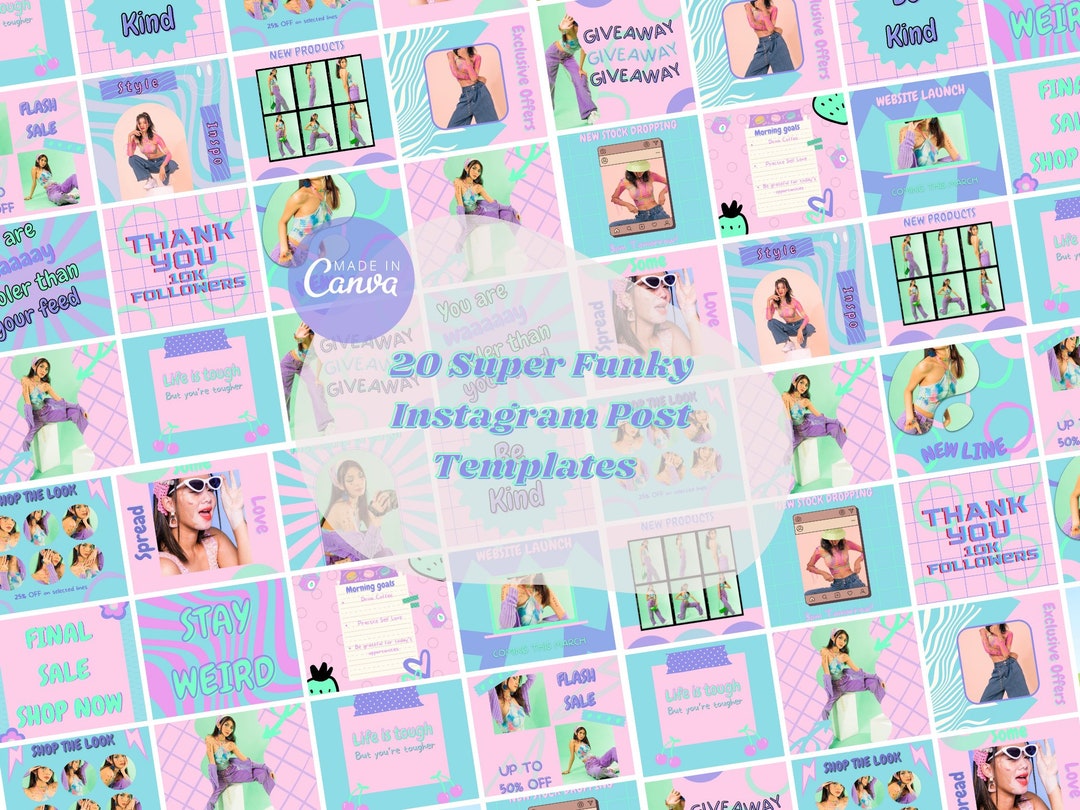 40 Retro Yk2 Instagram Post and Story Templates Canva Templates Bright ...