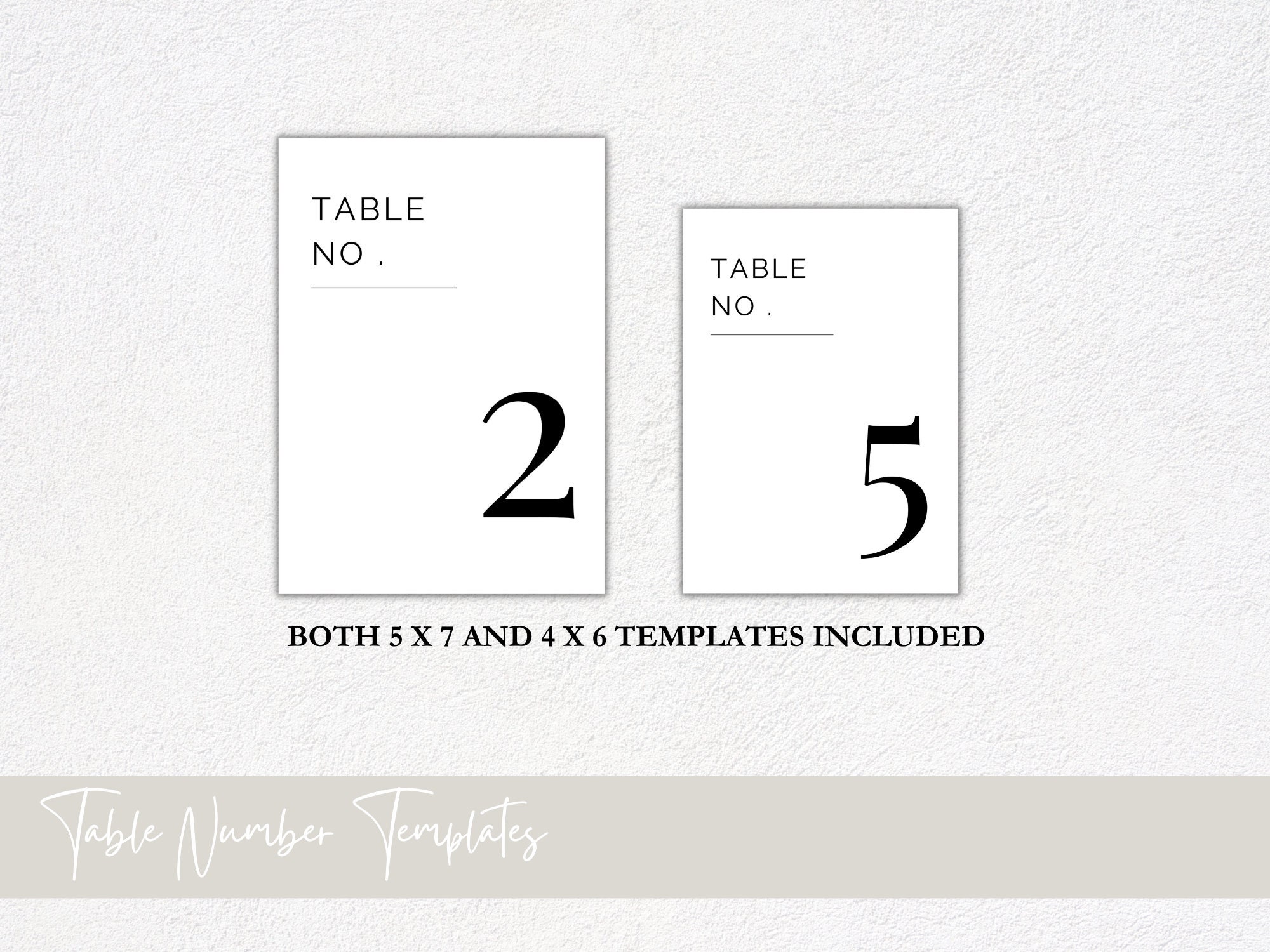 Minimalist Wedding Table, Table Number Card, Editable Table Numbers ...