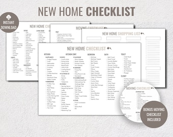 New Home Essentials Checklist, New Home Checklist, Home Checklist, Home ...