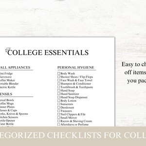 College Essentials Checklist, Freshmen Move-in Prep, Printable Dorm ...