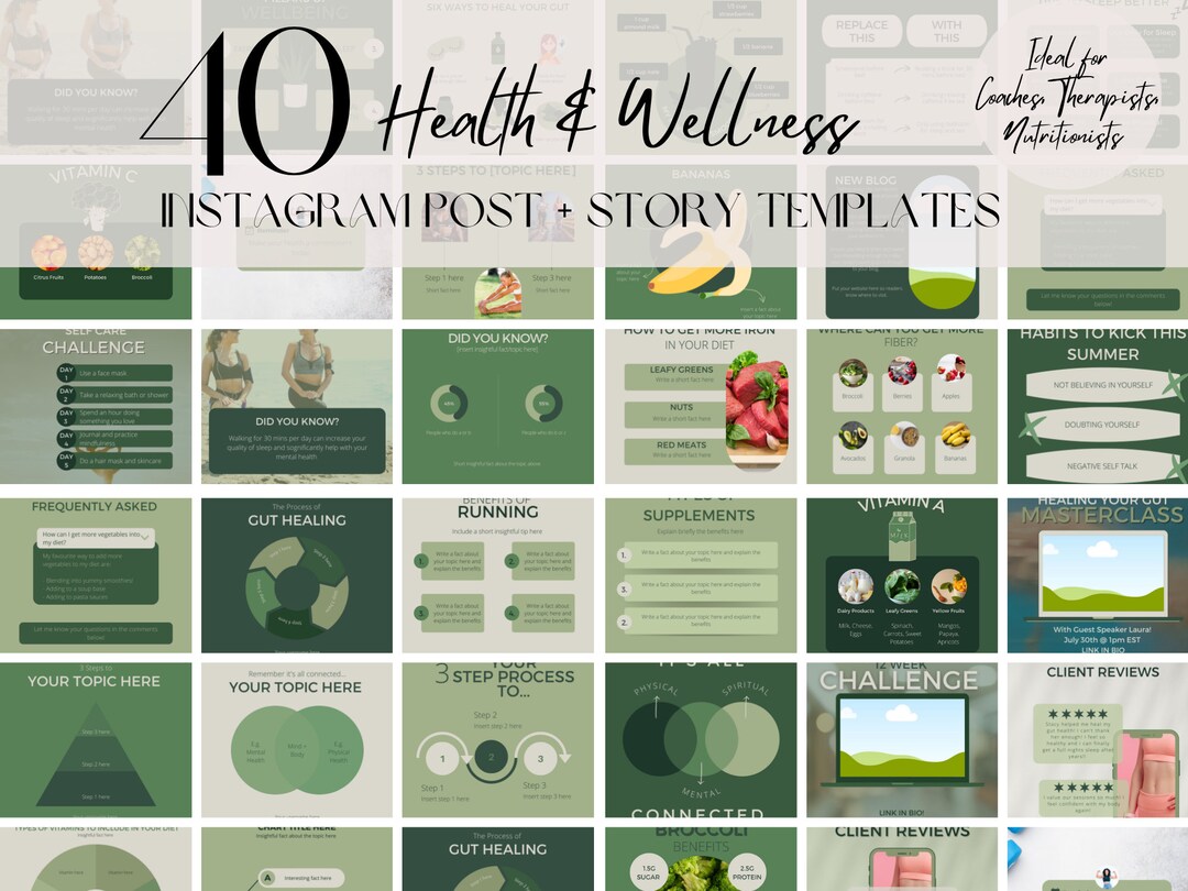 Health & Wellness Instagram Post Templates, Coaches, Fitness, Bloggers ...