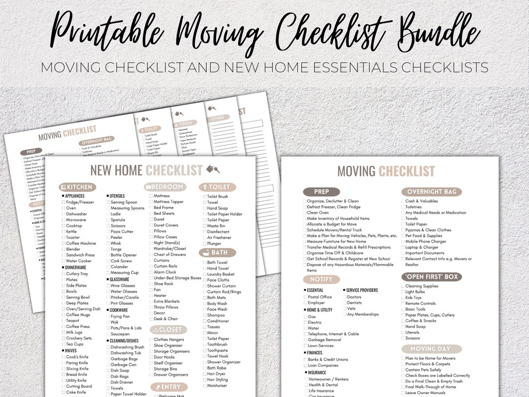 Moving Checklist Bundle, Moving Home, New Home Checklist, First Home ...