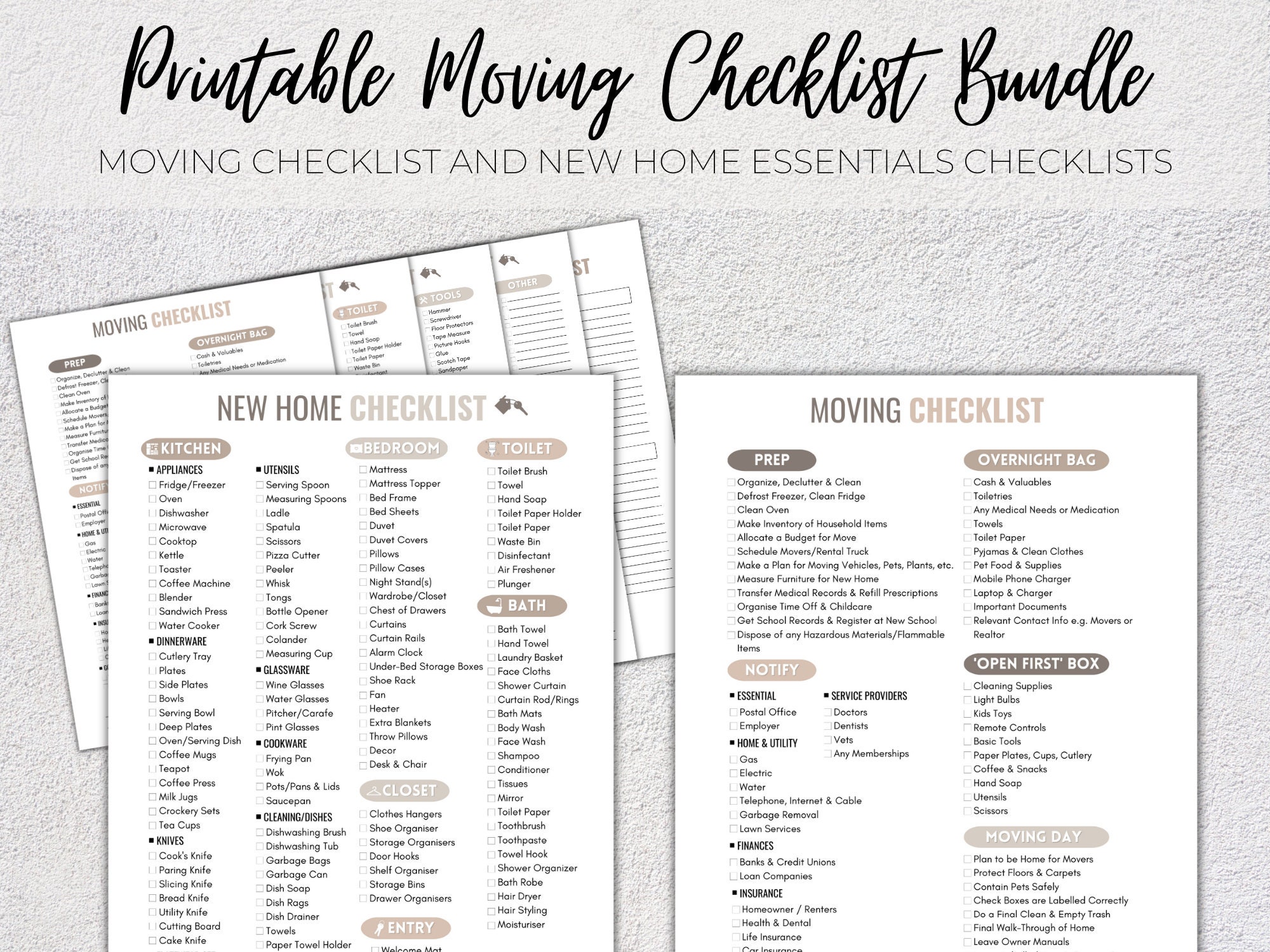 Moving Checklist Bundle, Moving Home, New Home Checklist, First Home ...