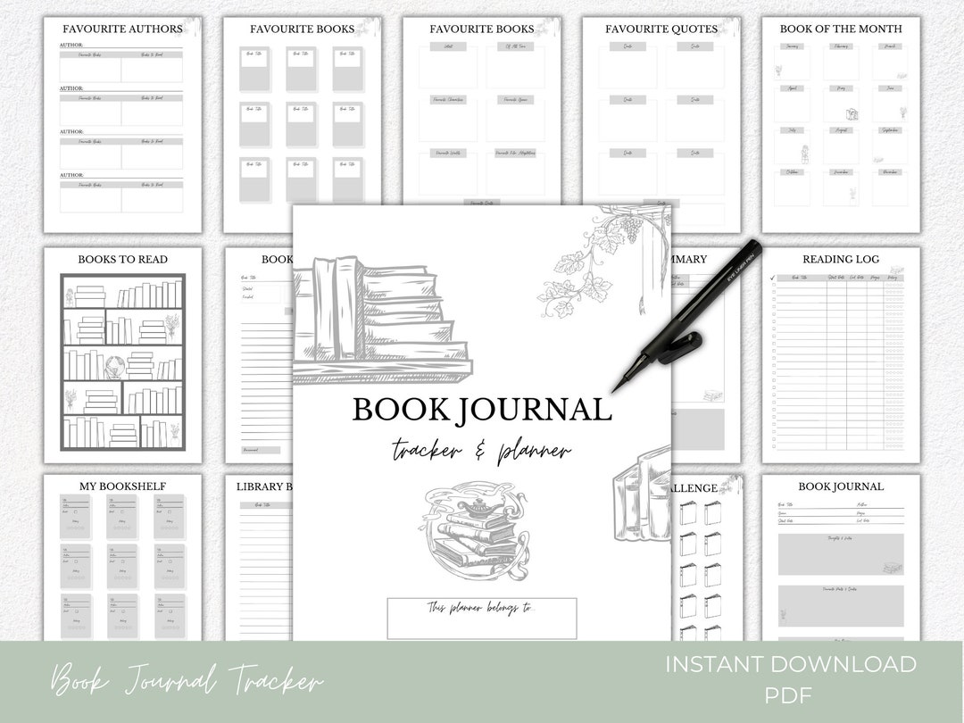Book Journal Planner, Printable Reading Planner, Reading Tracker ...