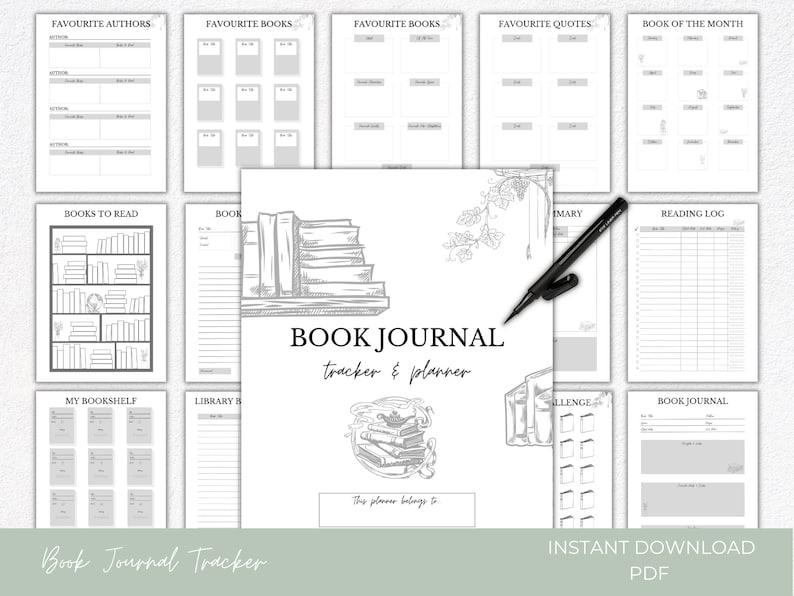 Book Journal Planner, Printable Reading Planner, Reading Tracker ...