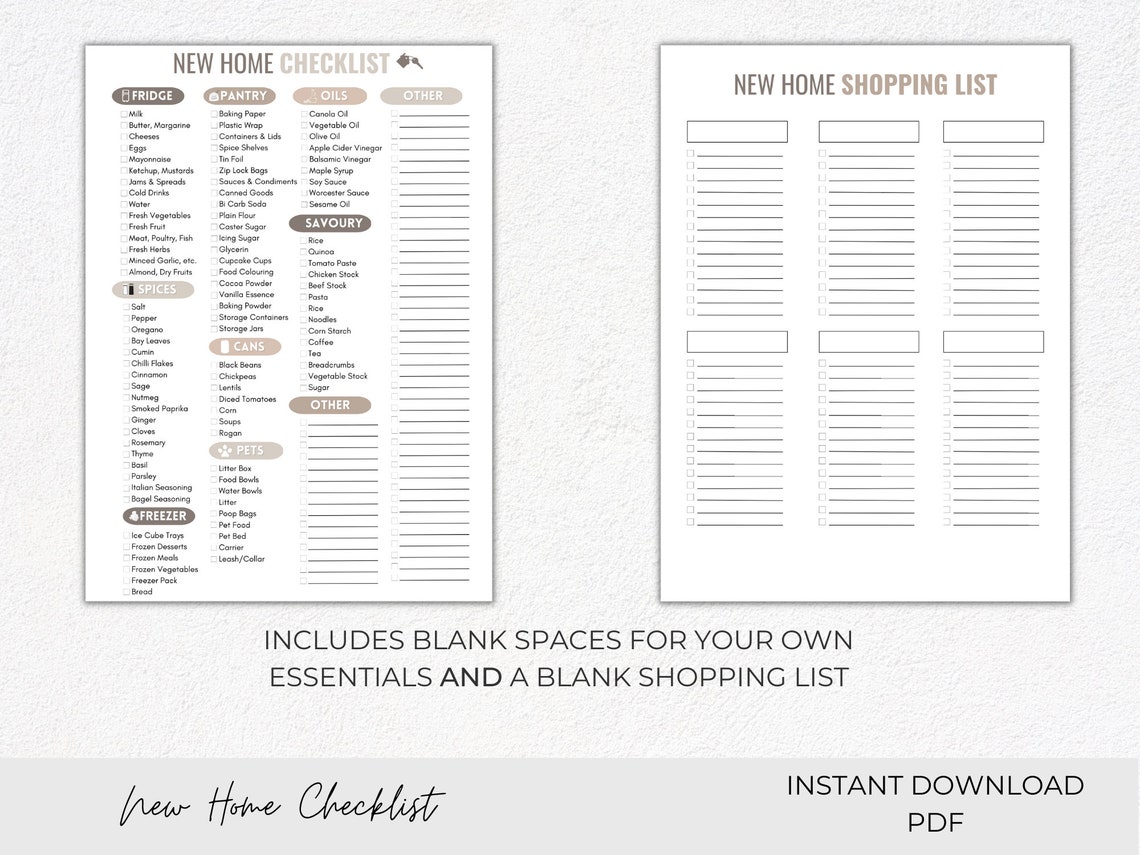 New Home Checklist, New Home Essentials List, First Home Checklist ...