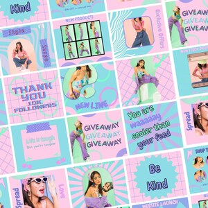 40 Retro Yk2 Instagram Post and Story Templates Canva Templates Bright ...