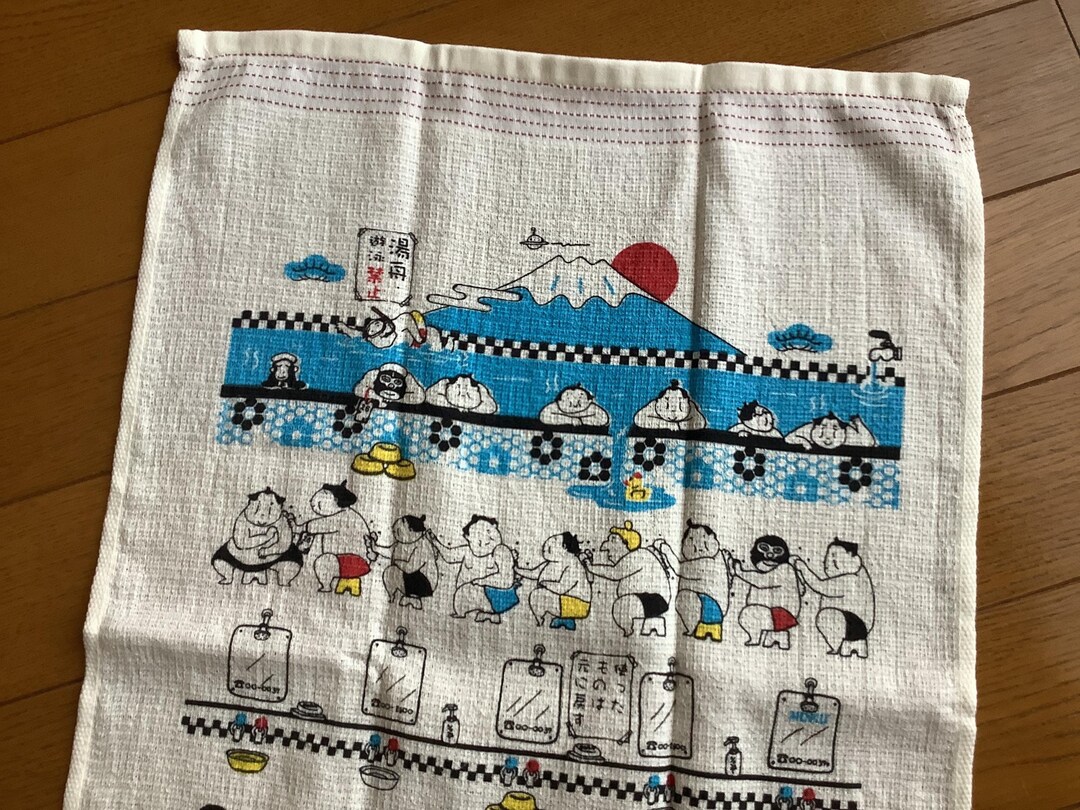 Sumo Wrestlers in Japanese Public Bath House (sentou) Pattern Towel ...