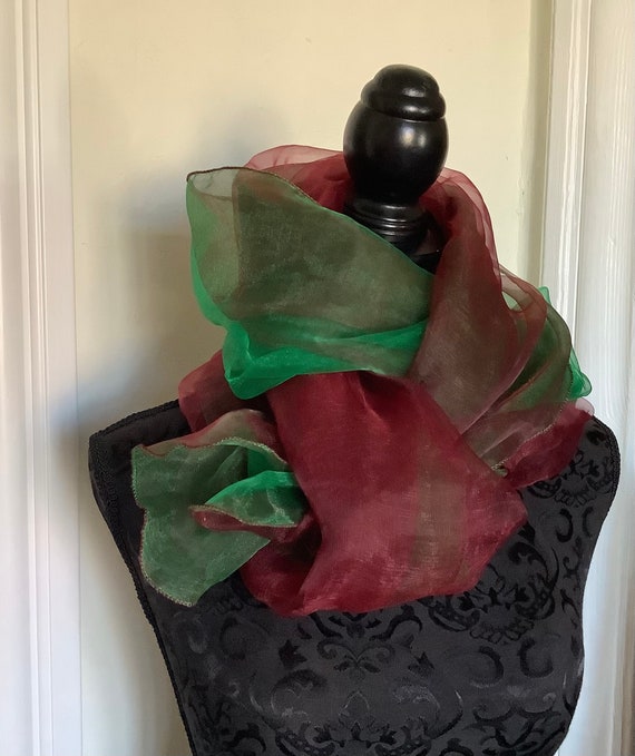 Vintage Organza reversible two tone scarf, shawl, sto… - Gem