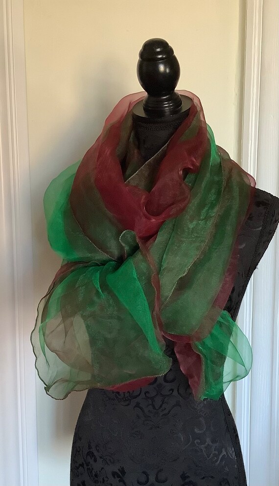 Vintage Organza reversible two tone scarf, shawl, sto… - Gem