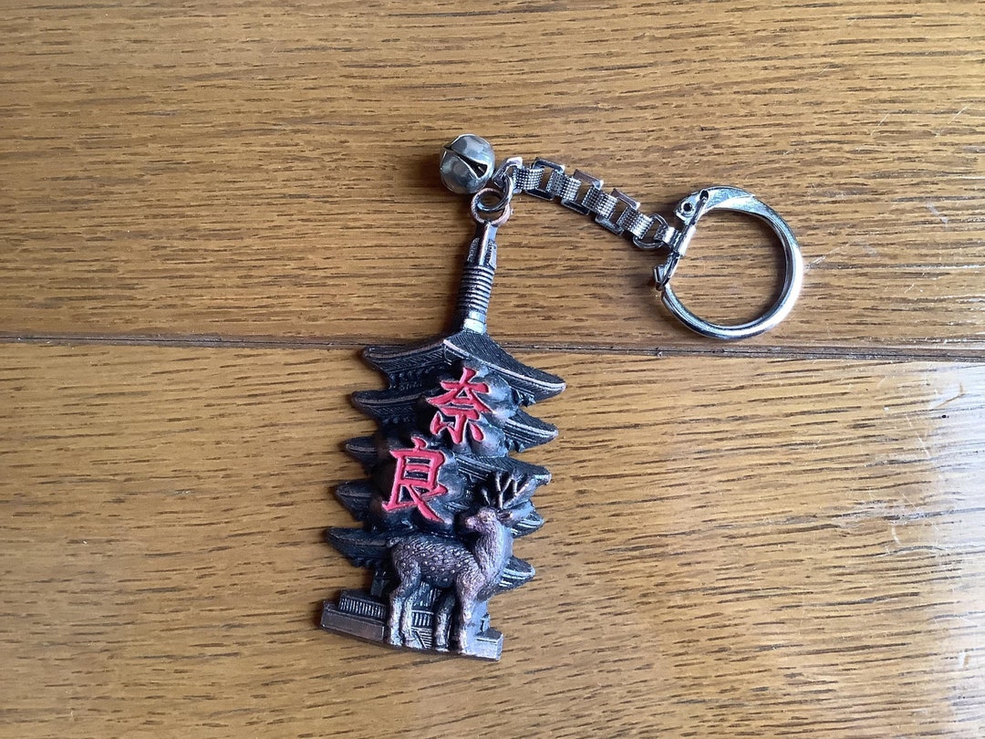 Vintage Nara Five Storey Pagoda Key Chain, Japanese Key Ring - Etsy