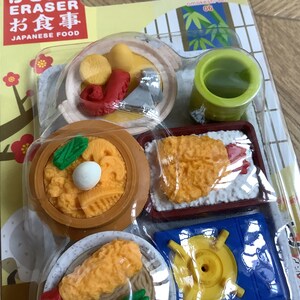 Japanese Food Shaped Erasers on Tray , Funny Food Erasers, Made in ...