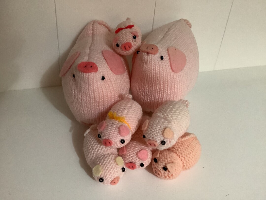 Vintage Handmade Piggy Family Stuffed Toys, Plush Toys, Stuffed Animals ...