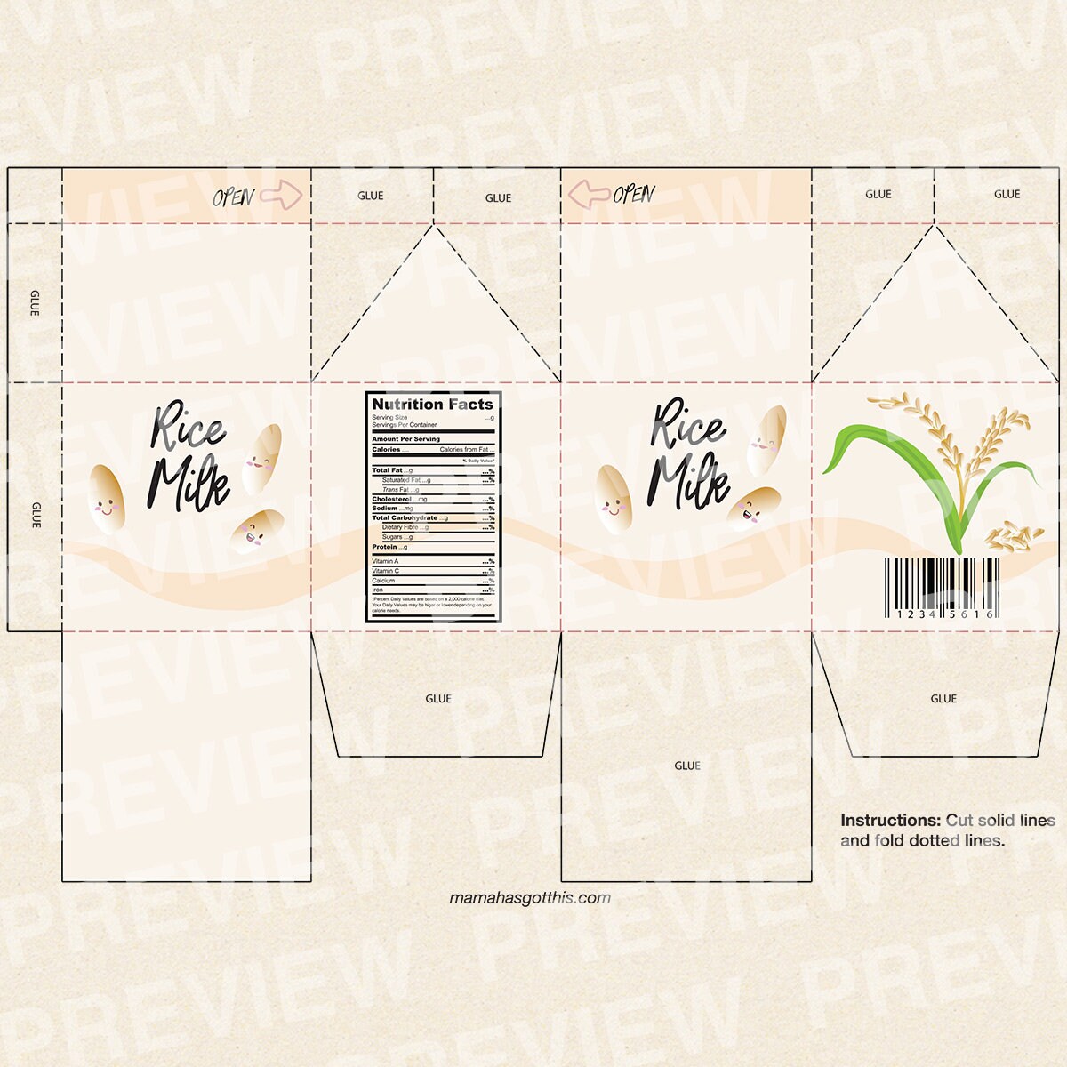 Printable Plant-based Vegan Milk Carton Play Food - Etsy