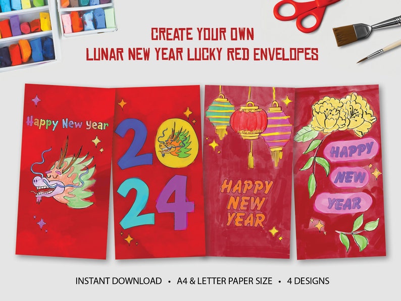 Lucky Red Envelope Printables for Lunar New Year - Etsy