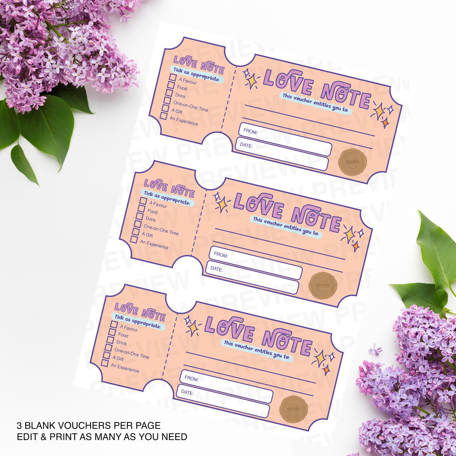Printable Personalised IOU (I Owe You) Coupon Love Note Voucher ...