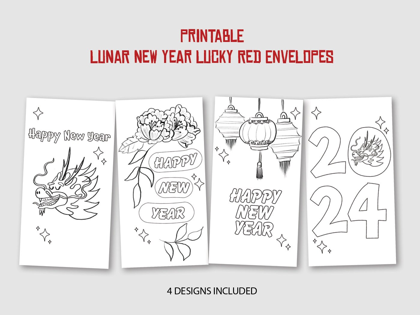 Lucky Red Envelope Printables for Lunar New Year - Etsy