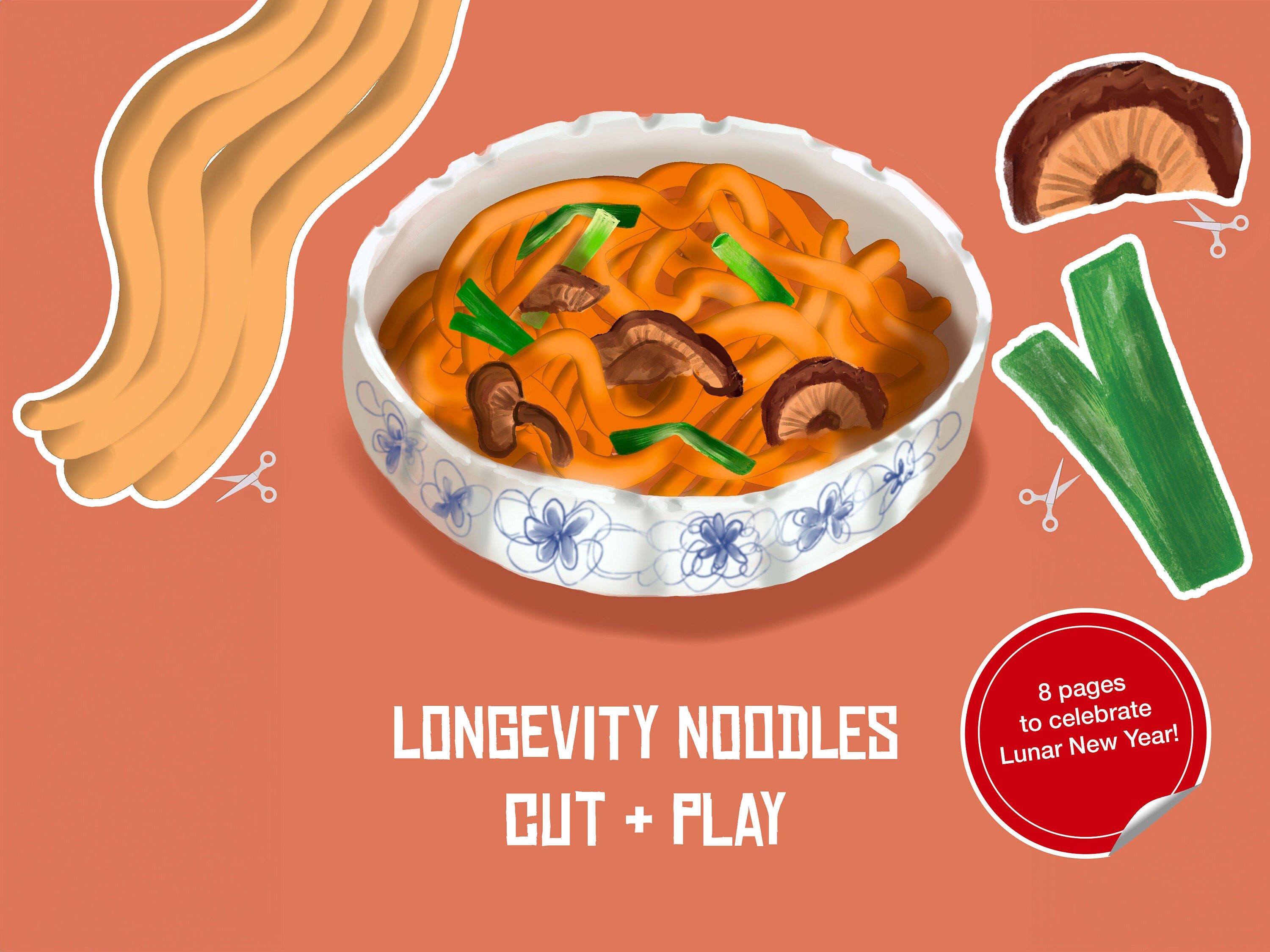 Longevity Noodles - Cut and Paste Activity Worksheet Printables for ...