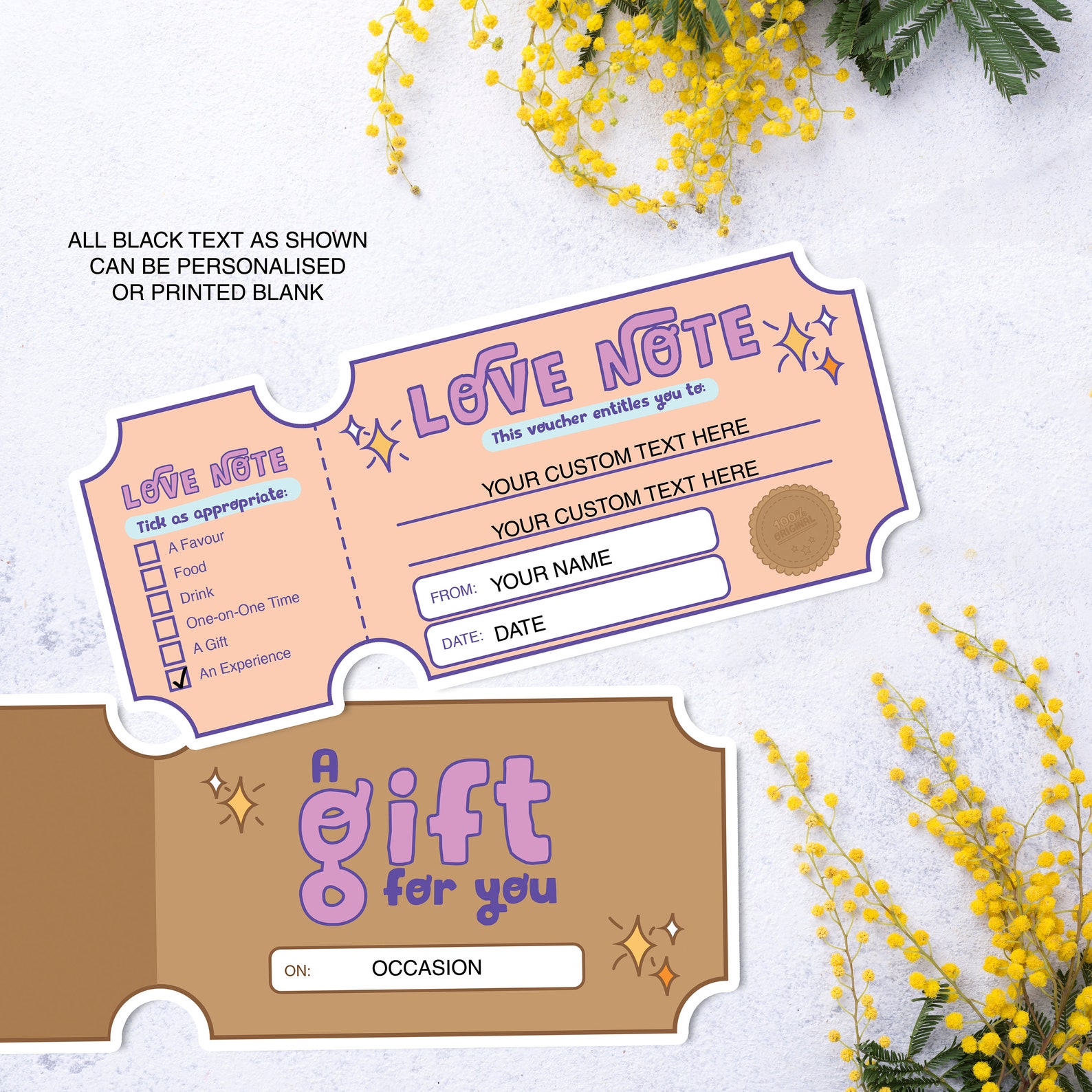 Printable Personalised IOU (I Owe You) Coupon Love Note Voucher ...