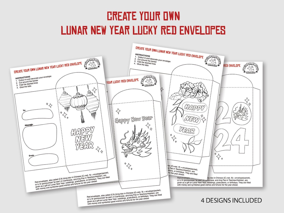 Lucky Red Envelope Printables for Lunar New Year - Etsy