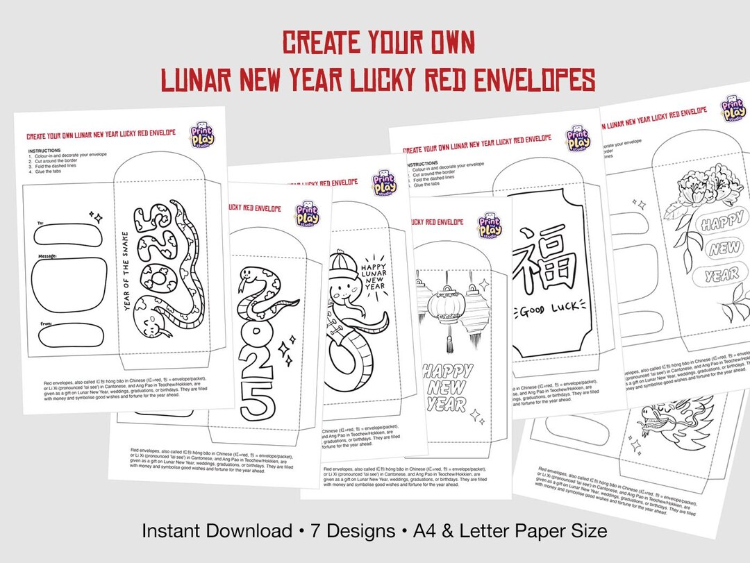 Lucky Red Envelope Printables for Lunar New Year *2025 UPDATED With ...