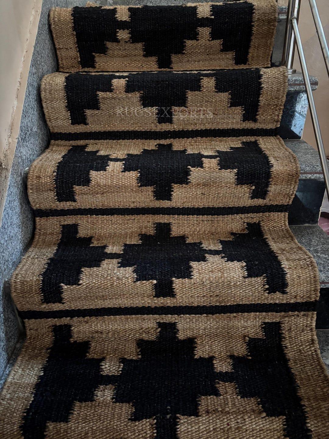 Handmade Black Jute Stair Runner, Boho Entryway Rug, Custom Size - Etsy