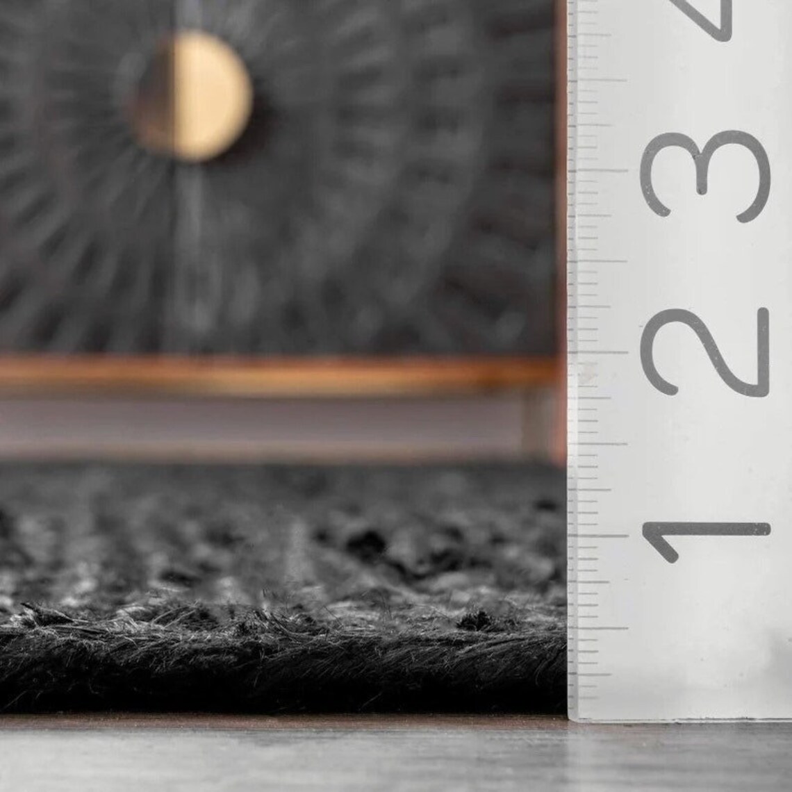 100% Genuine Black Jute Rug, Rectangle Natural Braided Area /floor Rug ...