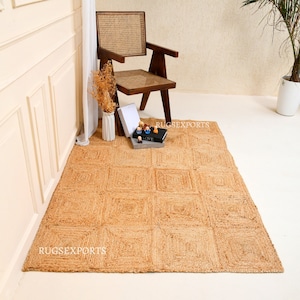 Natural Jute Rug Jute Braided Rug Bohemian Jute Rug Rectangular Jute ...