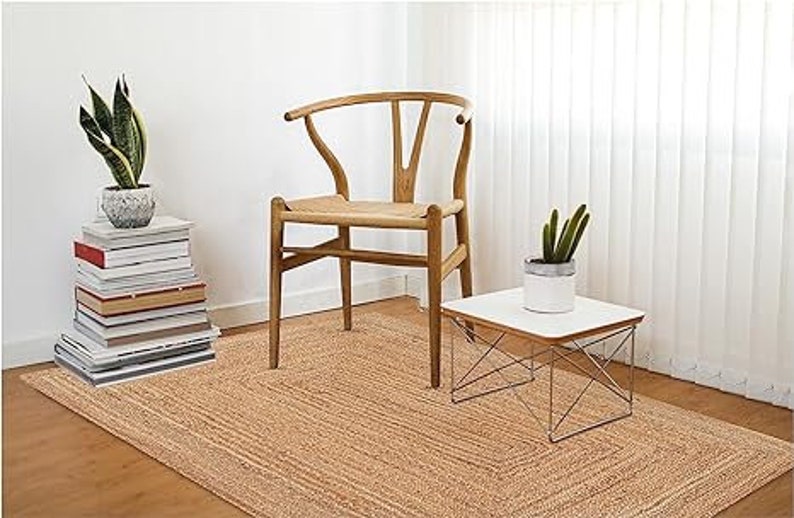 Hand Woven Farmhouse Jute Area Rug, Natural Handmade Chunky Textured ...