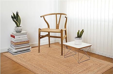 Hand Woven Farmhouse Jute Area Rug, Natural Handmade Chunky Textured ...