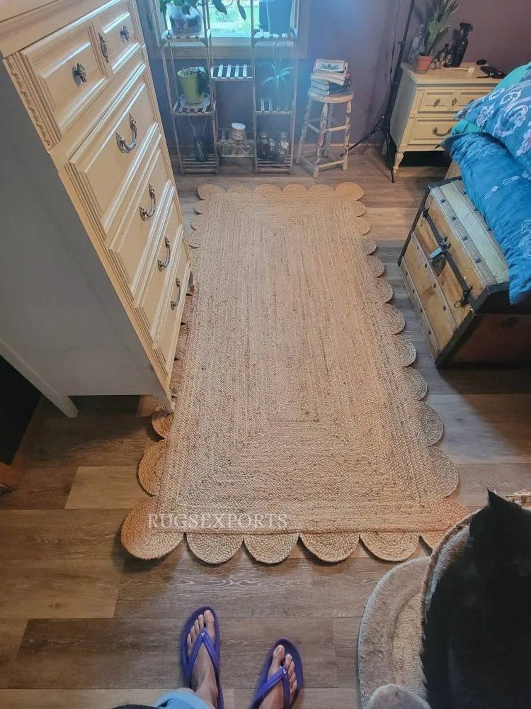 Natural Scalloped Jute Rug, Scallop Pattern Rug, Natural Jute Rug ...