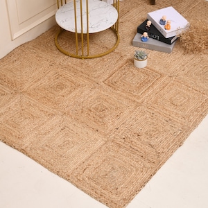 Natural Jute Rug Jute Braided Rug Bohemian Jute Rug Rectangular Jute ...