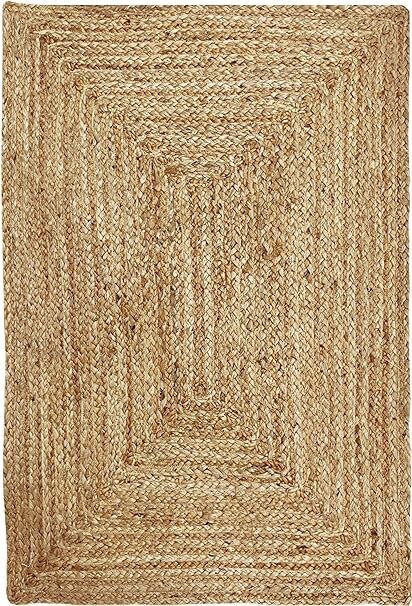 Hand Woven Farmhouse Jute Area Rug, Natural Handmade Chunky Textured ...