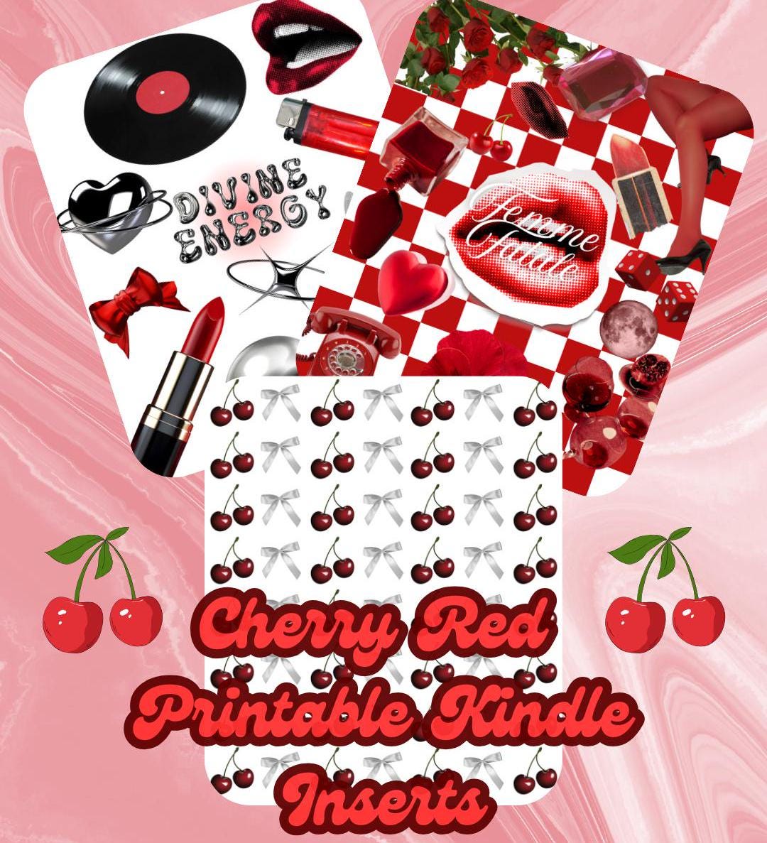 Cherry Red Printable Kindle Inserts - Etsy