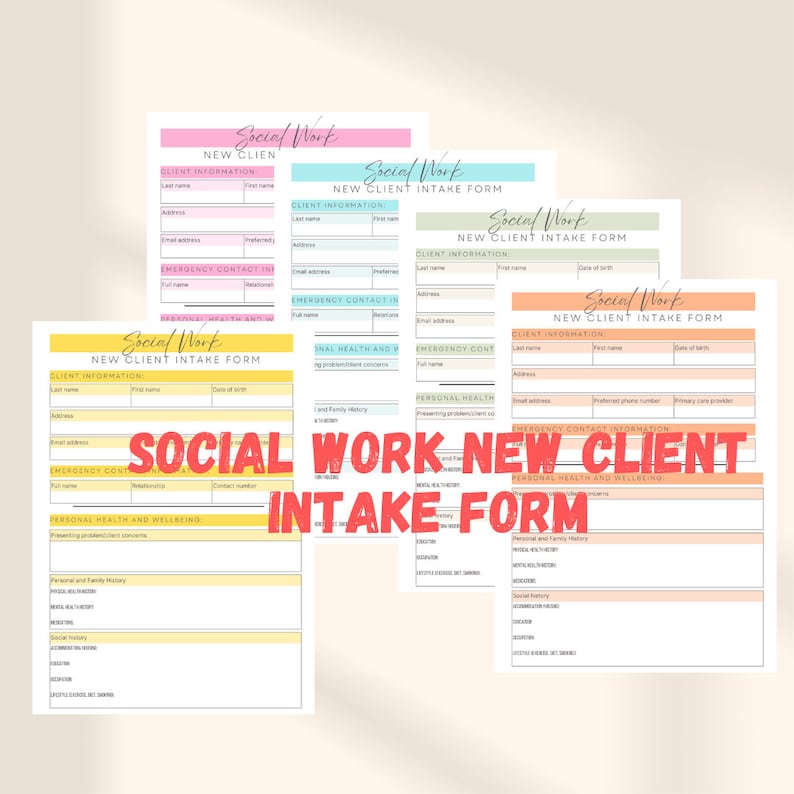 Social Work New Client Intake Form Template, Case Management Form ...
