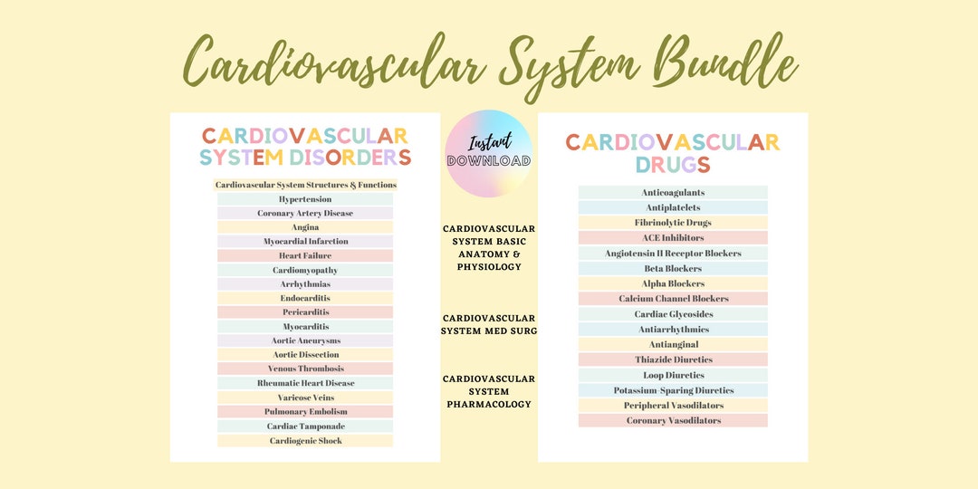 CARDIOVASCULAR SYSTEM Bundle Med Surg and Pharmacology, Cardiovascular ...