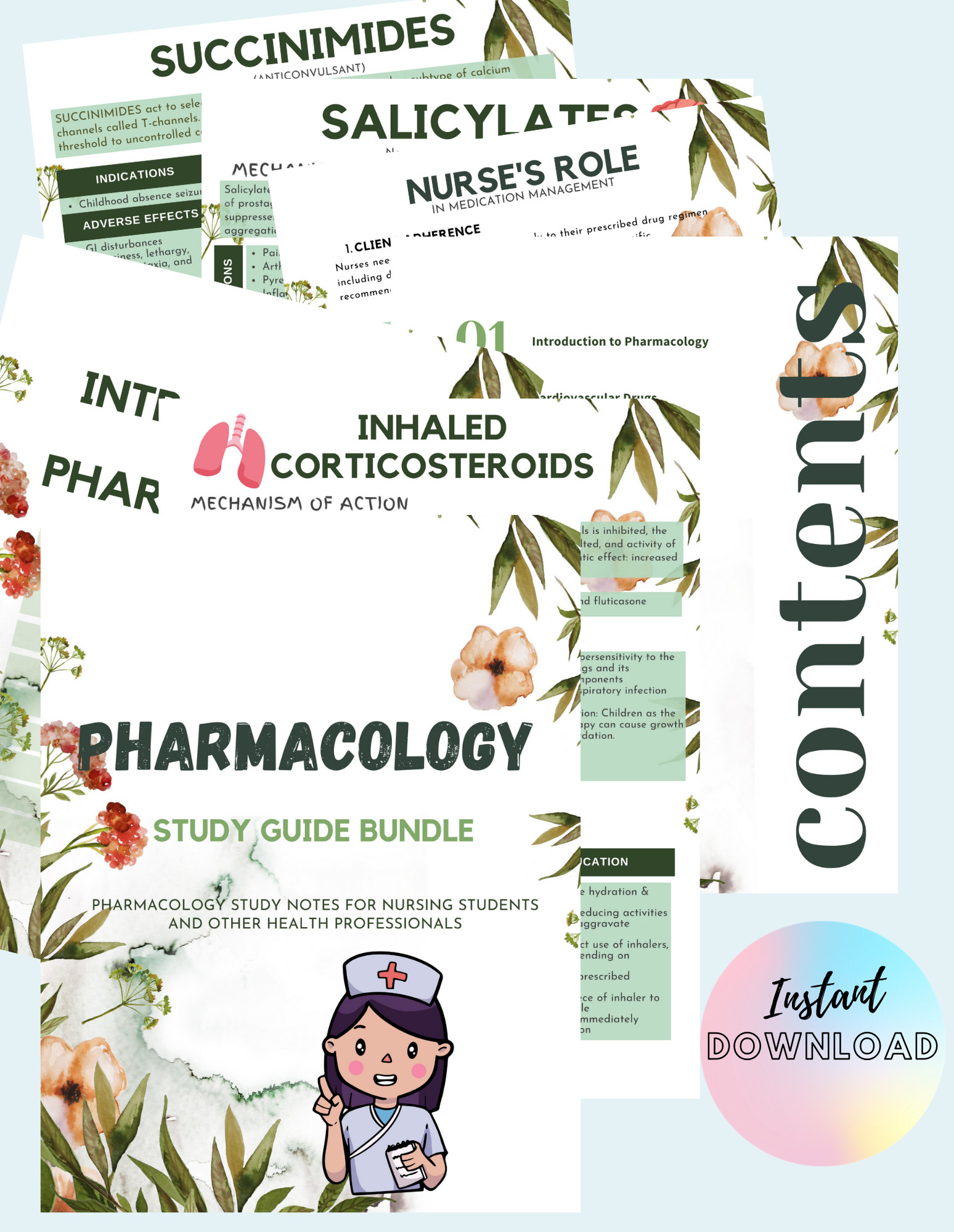 Pharmacology Notes Bundle, Study Guide, Pharmacology Digital Download ...