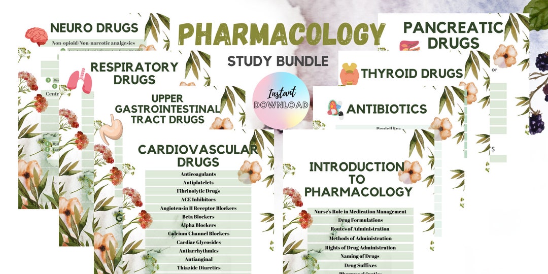 Pharmacology Notes Bundle, Study Guide, Pharmacology Digital Download ...