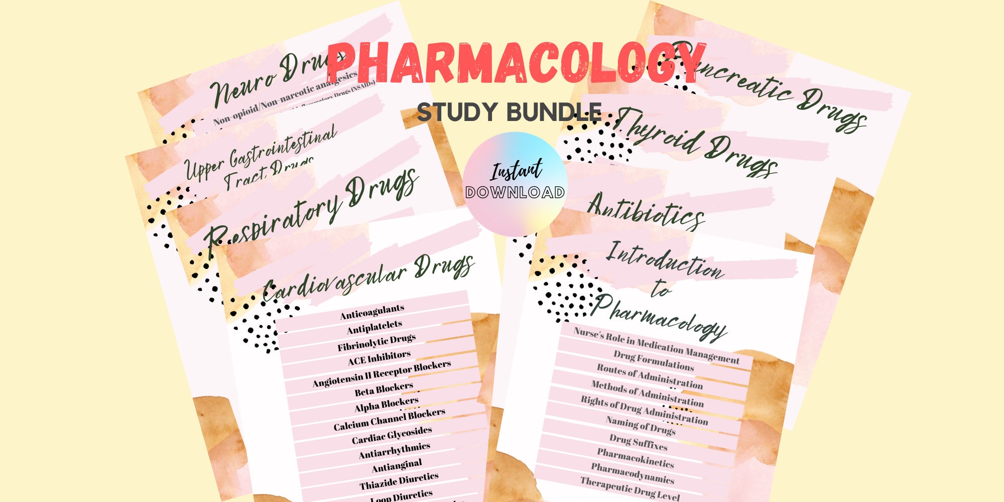Pharmacology Bundle, Pharmacology Study Notes, 110 Pages, Nursing Study ...