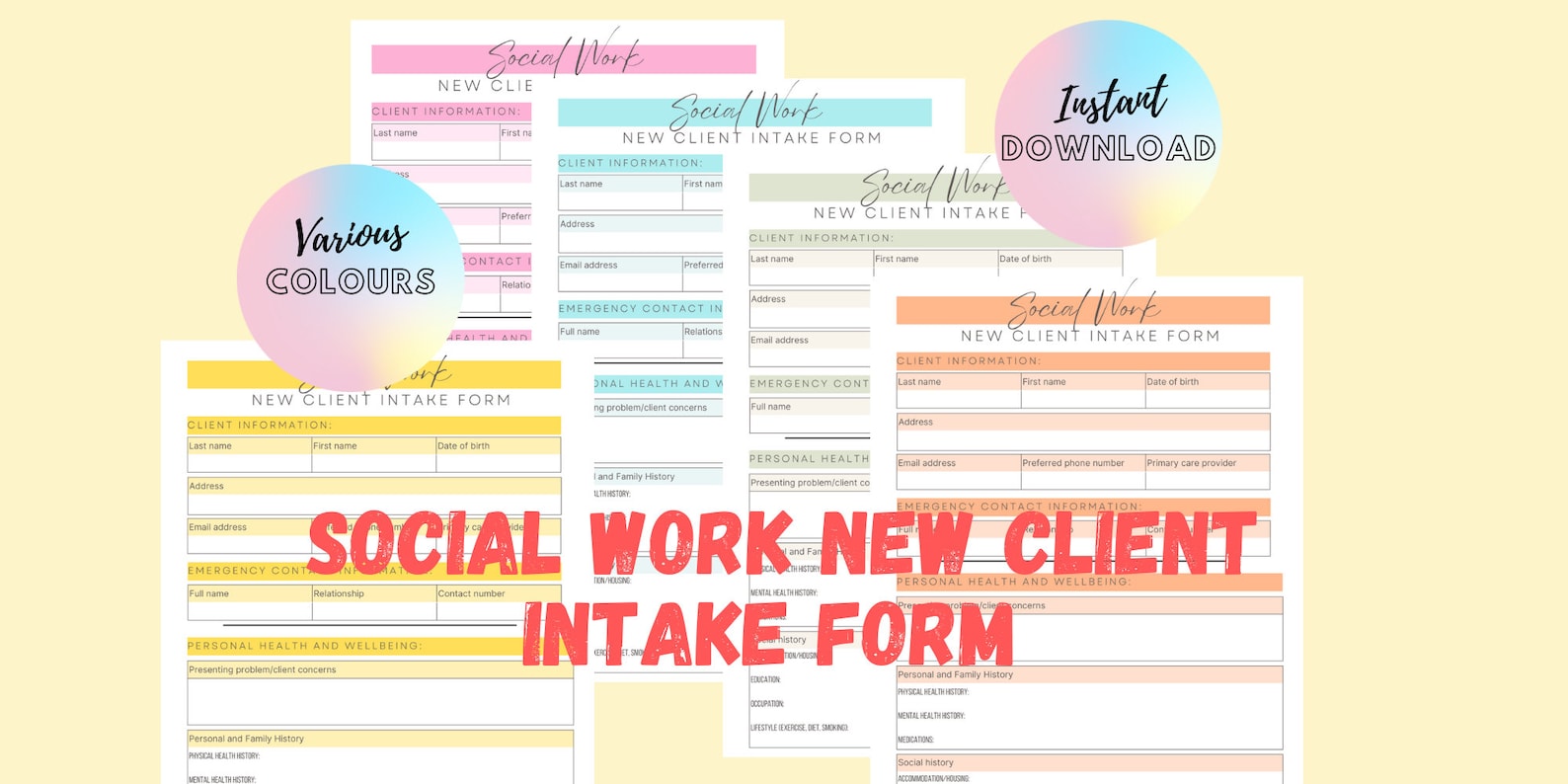 Social Work New Client Intake Form Template, Case Management Form ...
