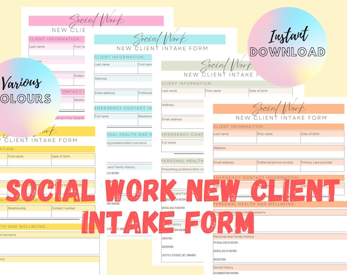 Social Work Intake Form, Social Worker Form, Documents for Social Work ...